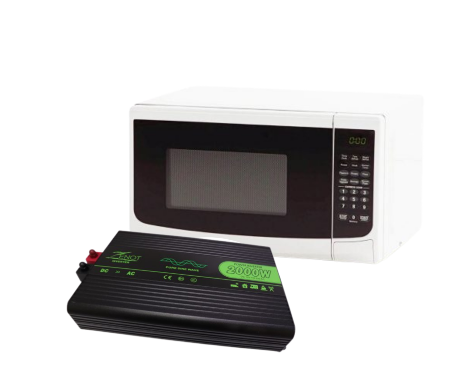 12 VOLT ZENOT 700W Camping Microwave & 2000W Inverter Package | All 12 Volt